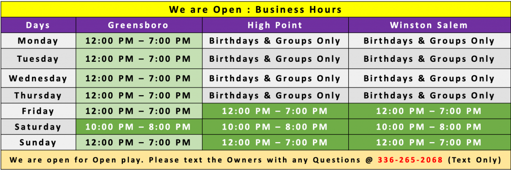 Business Hours Greensboro, Winston-Salem, High Point, NC. - The Safari ...